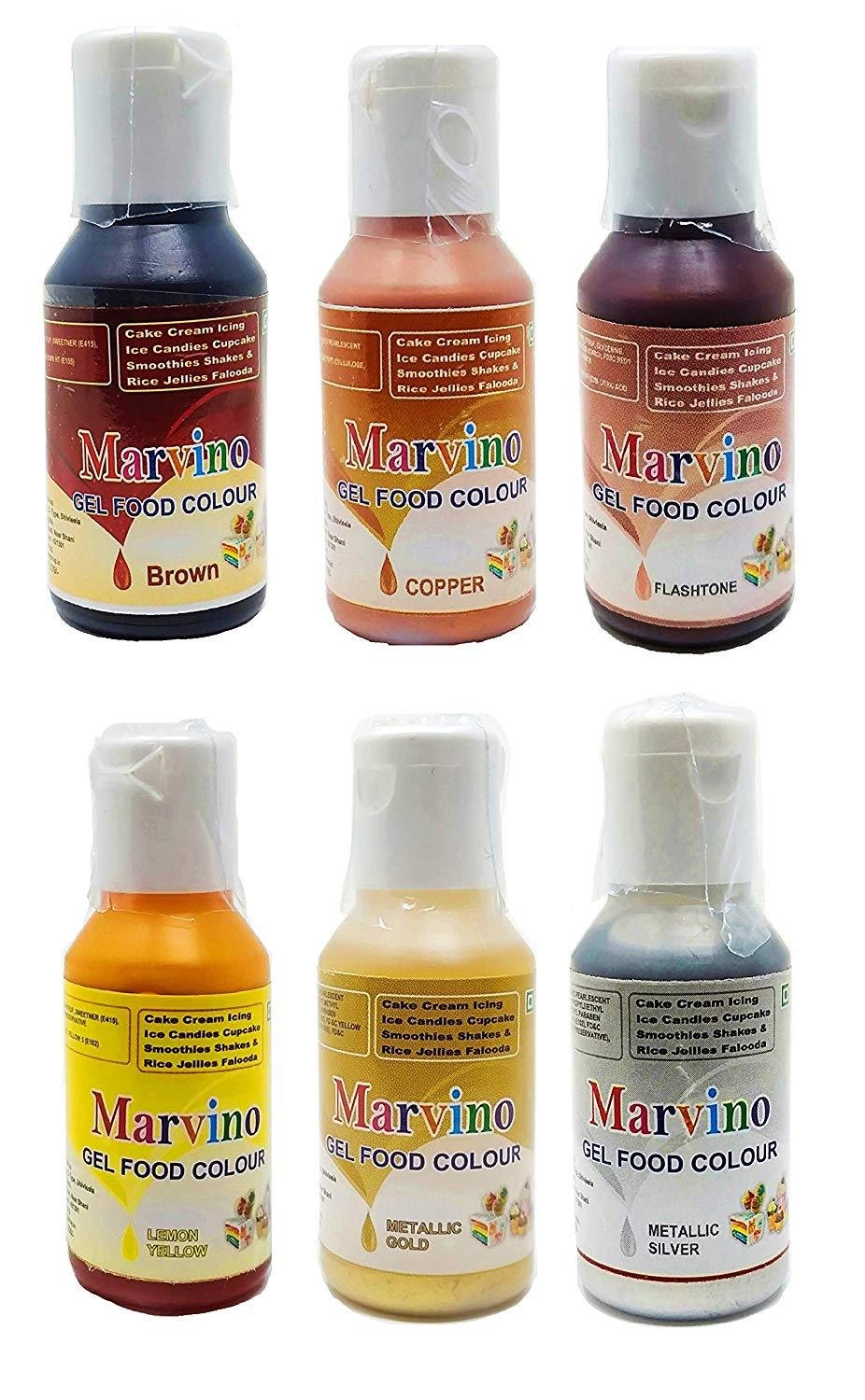 Marvino 6 Color Edible Concentrated Gel Icing Food Colors (Gel Food ...